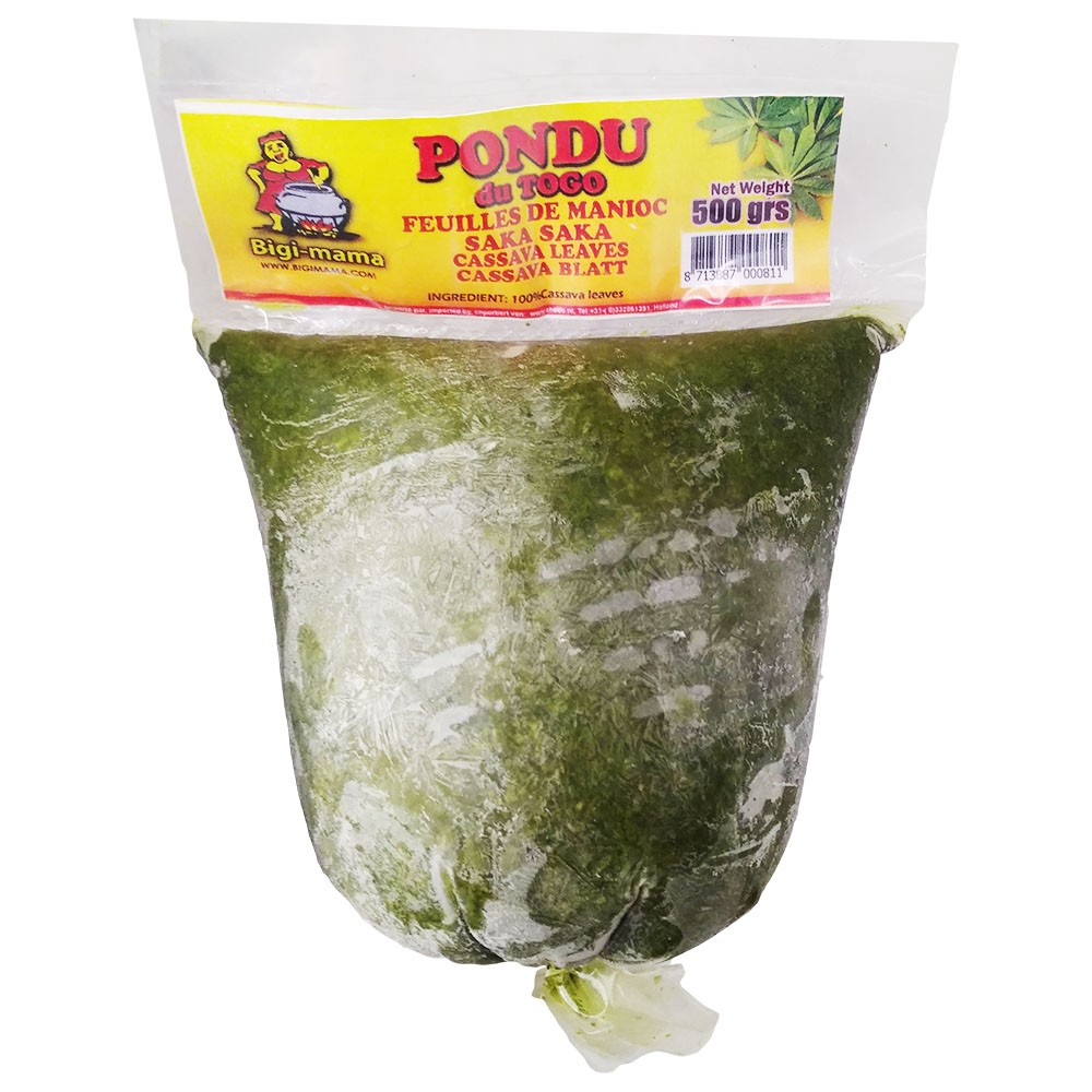 Pondu* Cassave Leaf - du Togo Bigi Mama 20 x 500 gr. - Aheco Webshop