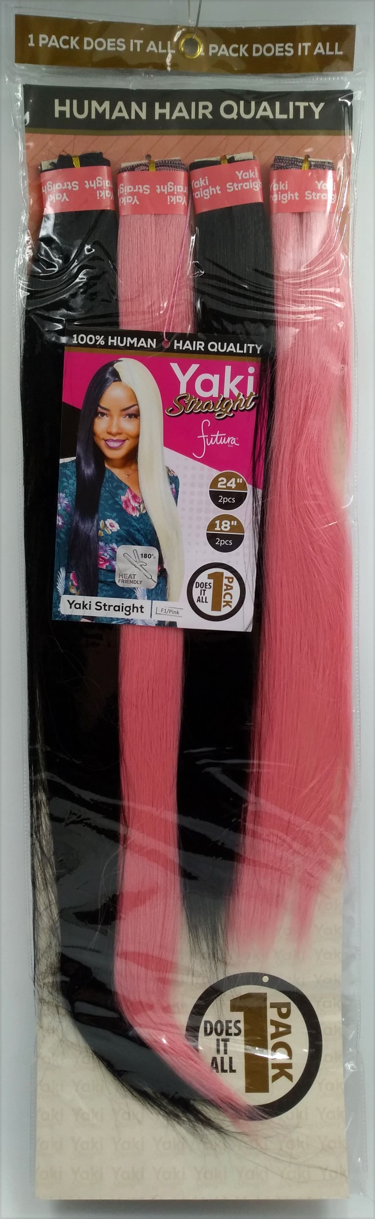 Darling Yaki Straight Human Hair Quality 18/24'' F1/Pink. - Aheco Webshop