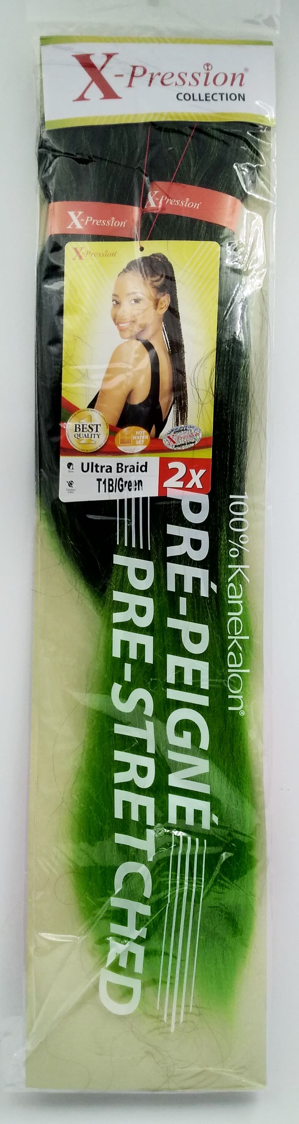 X-Pression UB 2x Pre-Streched Colour T1B/Green. - Aheco Webshop